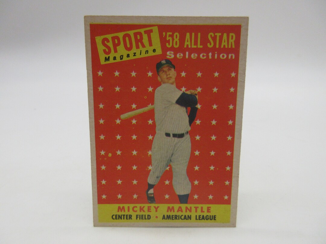 1958 MICKEY MANTLE Topps 487 All Star Selection Baseball MLB Card 487 ...