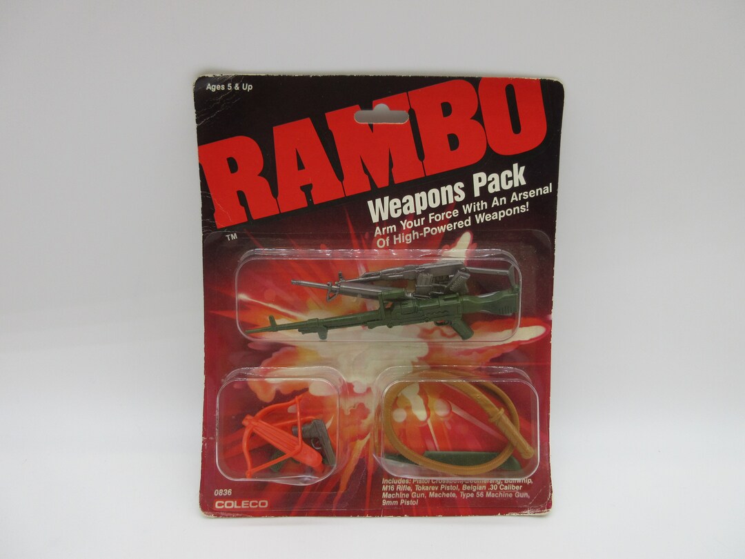 1985 RAMBO Weapons Pack MOC New Selaed Forces of Freedom Coleco Action ...