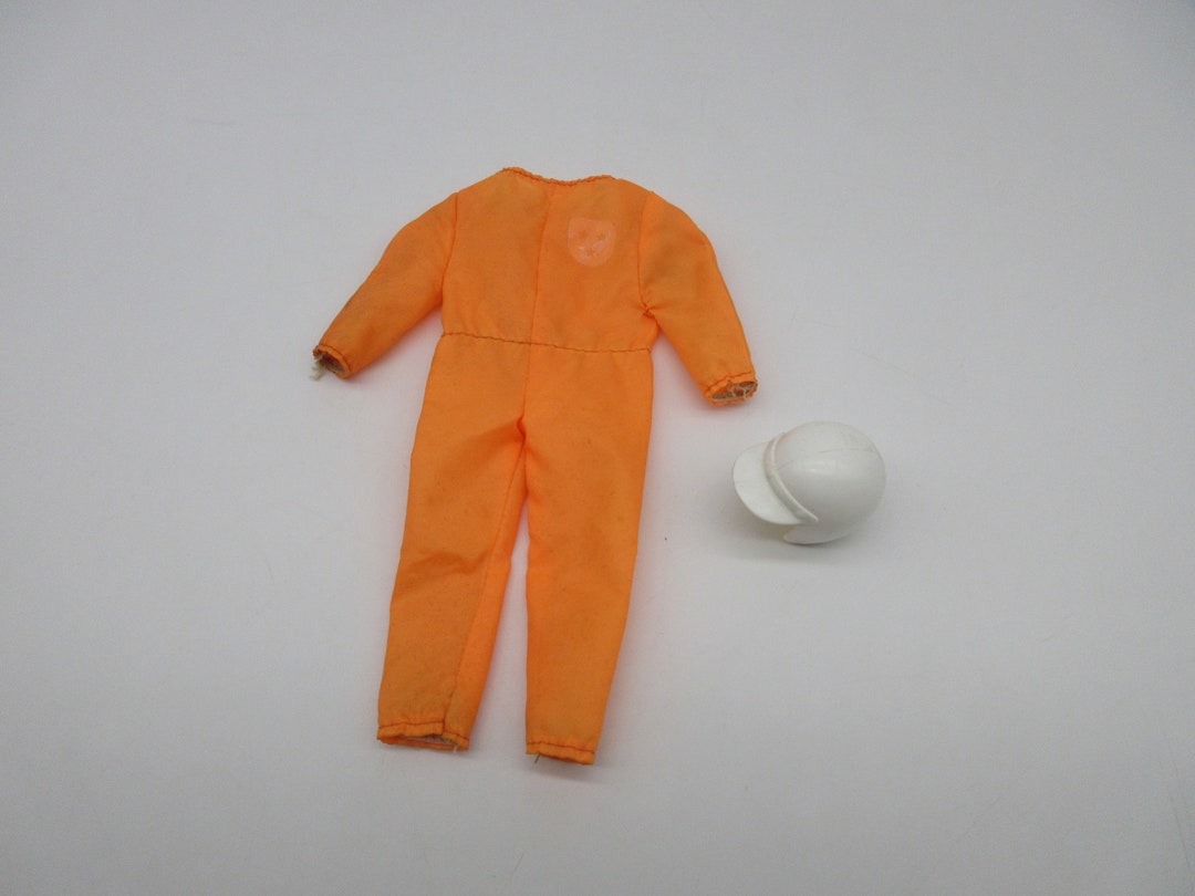 1970's BIG JIM Orange Pilot / Race Car Jumpsuit Helmet Mattel Action ...