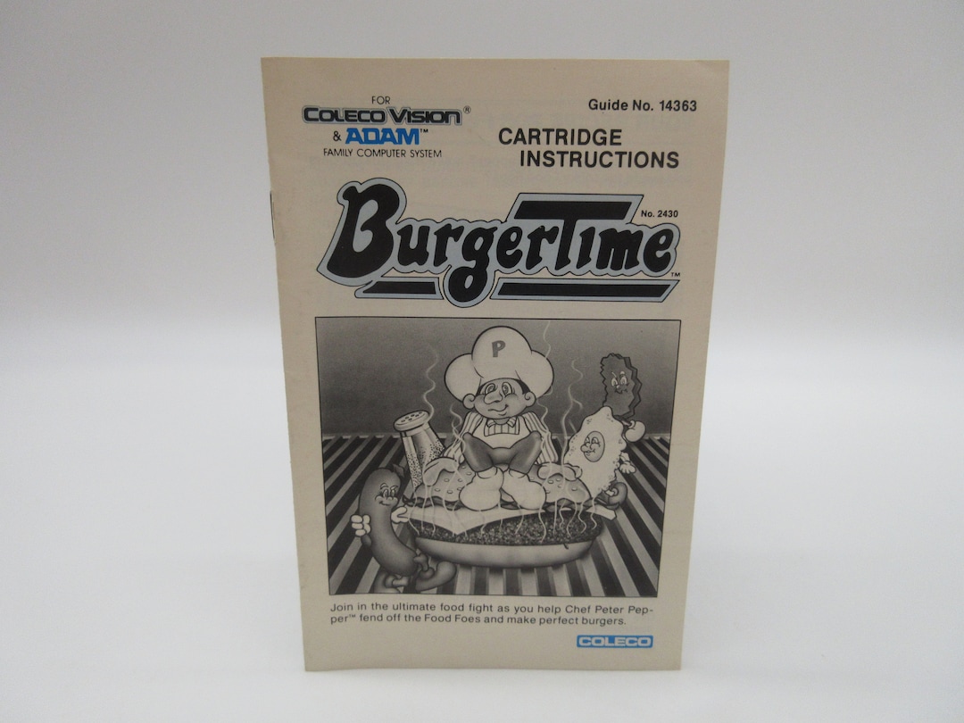 1984 BURGER TIME Instructions Atari Coleco Colecovision Video Game 2600 ...