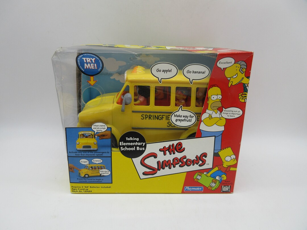 2002 the Simpsons Talking School Bus W/ Auto - Playmate - MISB - New ...