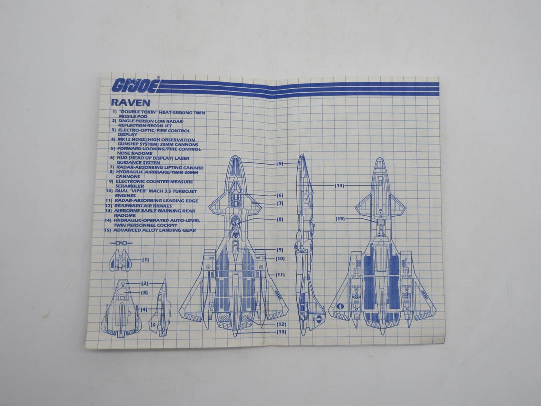 1986 Night Raven Instructions / Blueprint /paperwork Gi Joe (hasbro ...