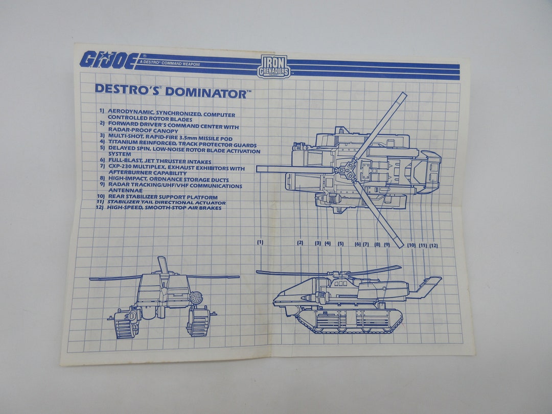 1990 Destro's Dominator Instructions / Blueprint /paperwork Gi Joe ...