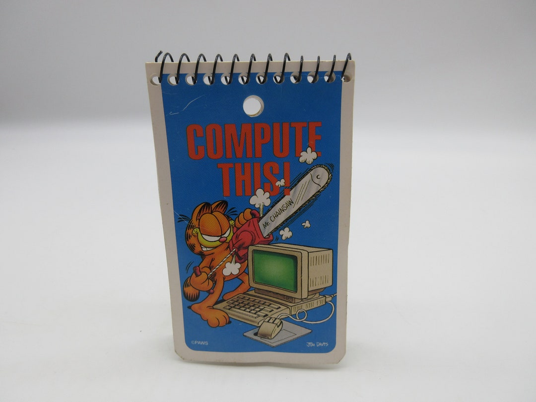 1990's GARFIELD Notepad - Compute This - Jim Davis - Odie - Plush Doll ...