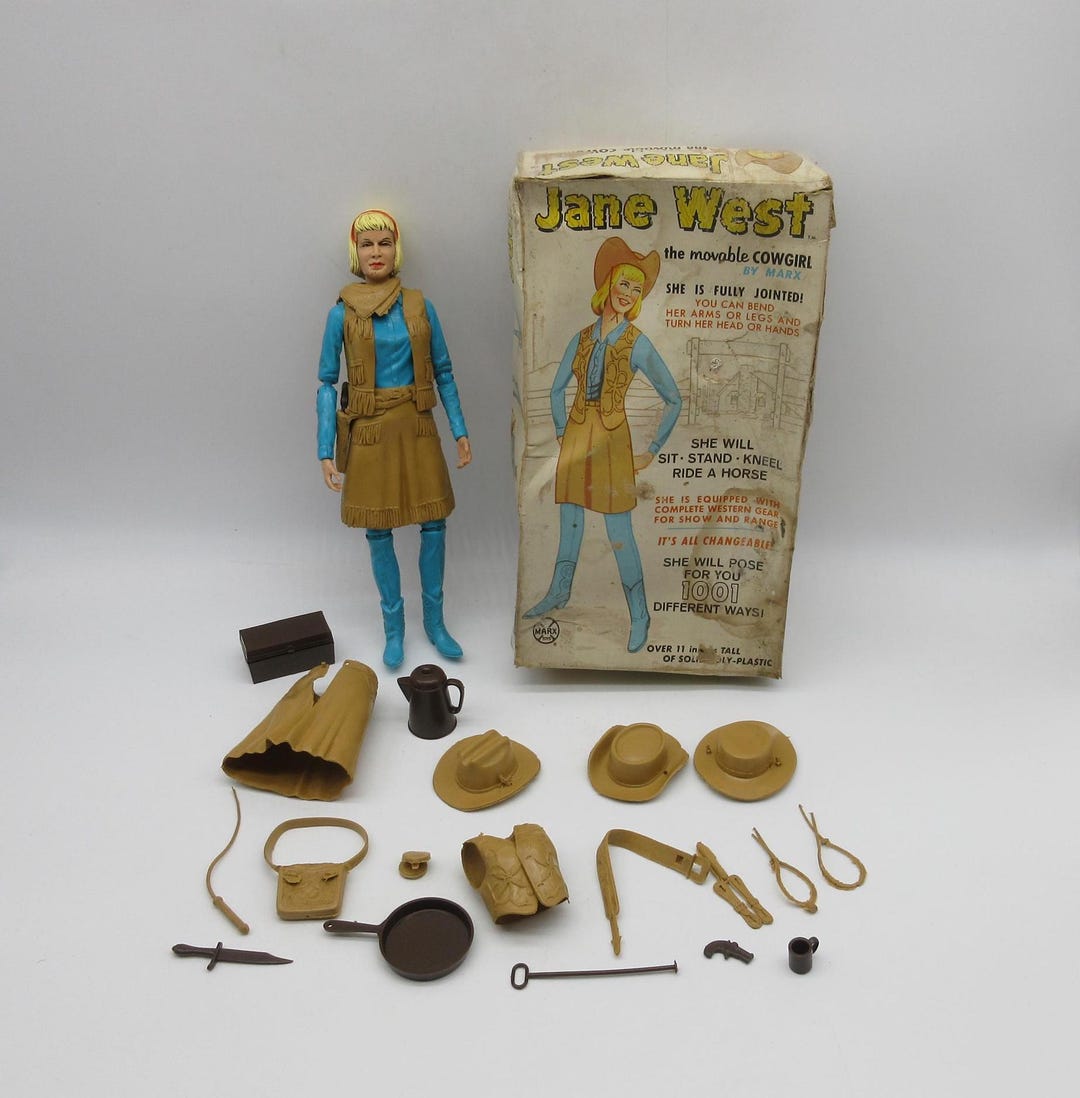 1960's JANE WEST W/ Box Johnny West MARX 12 Figure Cowboys & Indians - Etsy