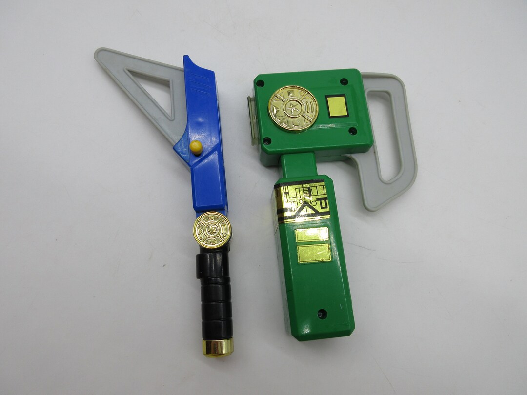 1996 ZEO Green + Blue Blaster Weapon - Mighty Morphin Power Rangers ...