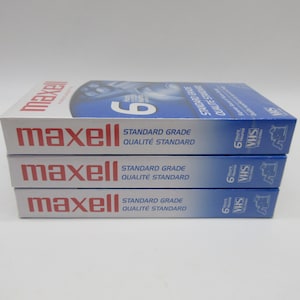 1990's MAXWELL Blank VHS Tapes - Factory Sealed - Lot of 3 Tapes - 6 Hr ...