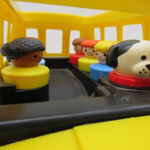 1980's Chunky Bus + Figures + Dog - Fisher Price - Little People ...