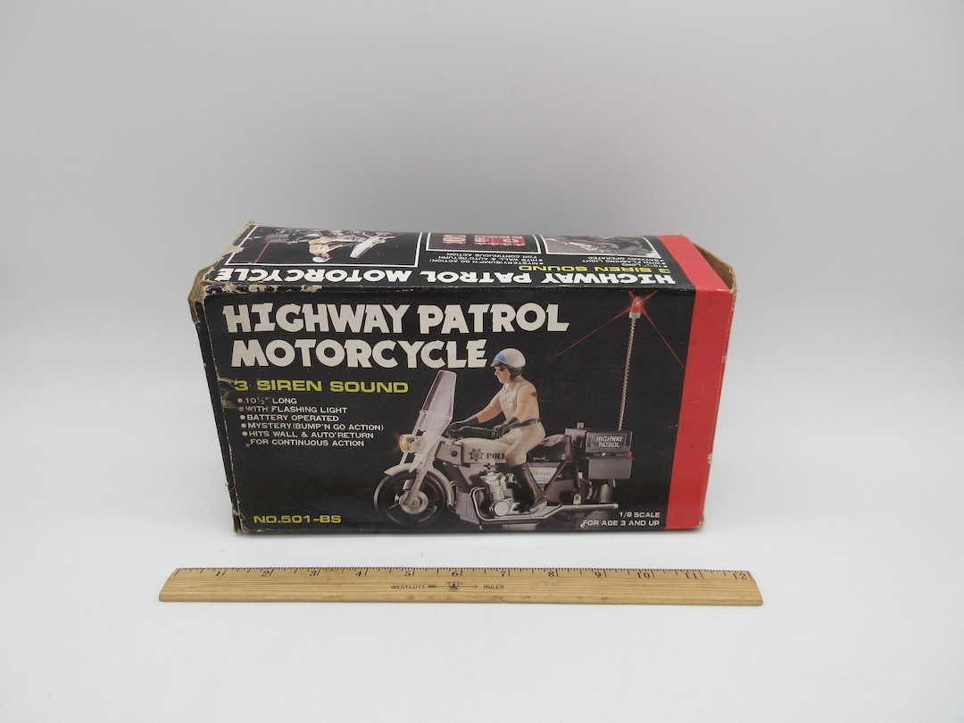1970's C.H.I.P.S. Highway Patrol Battery Operated Motorcycle W/ Box ...