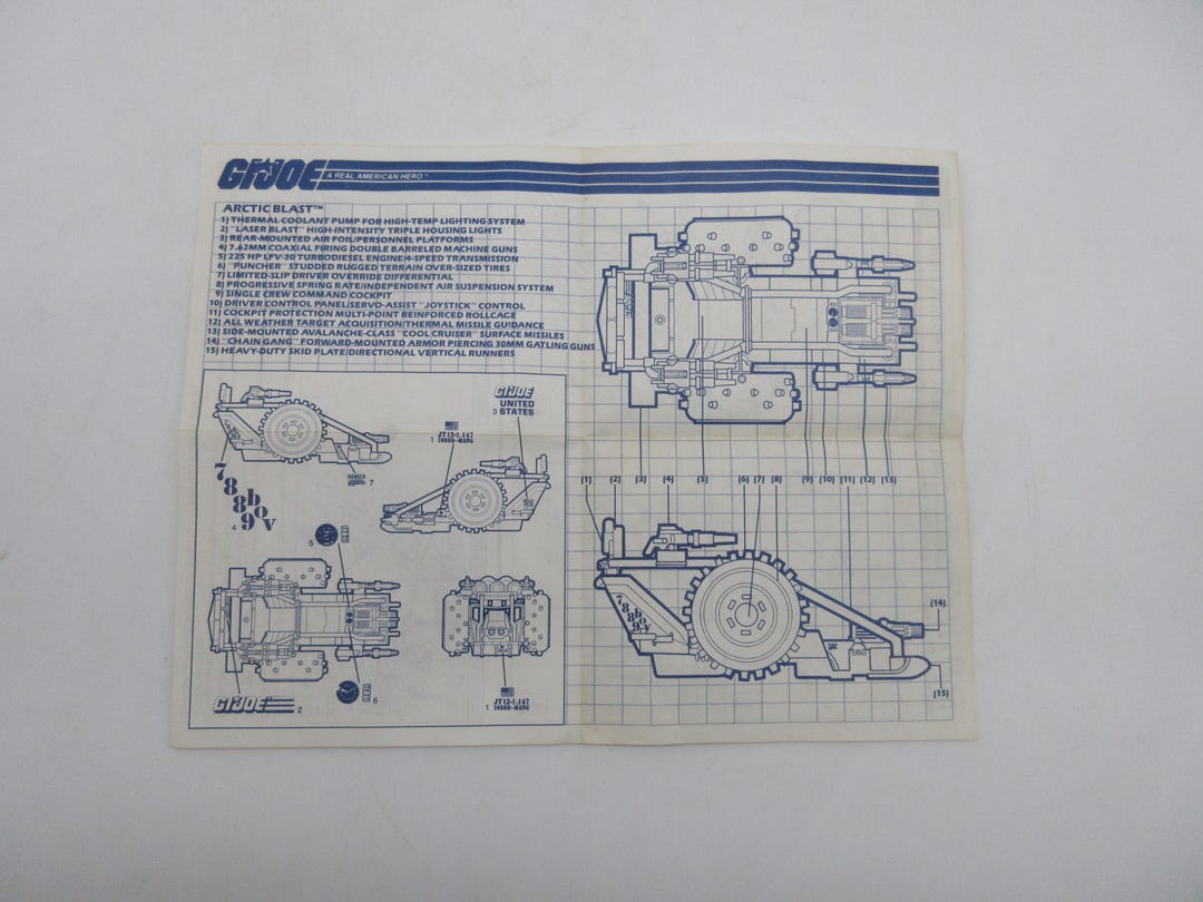 1987 Arctic Blast Instructions / Blueprint /paperwork Gi Joe hasbro ...