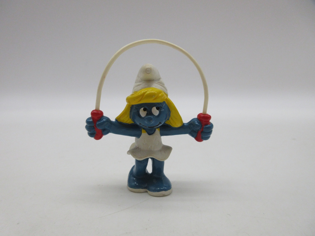 1982 Smurfette Jump Roping Rope SMURFS PEYO PVC Applause Papa Smurf ...