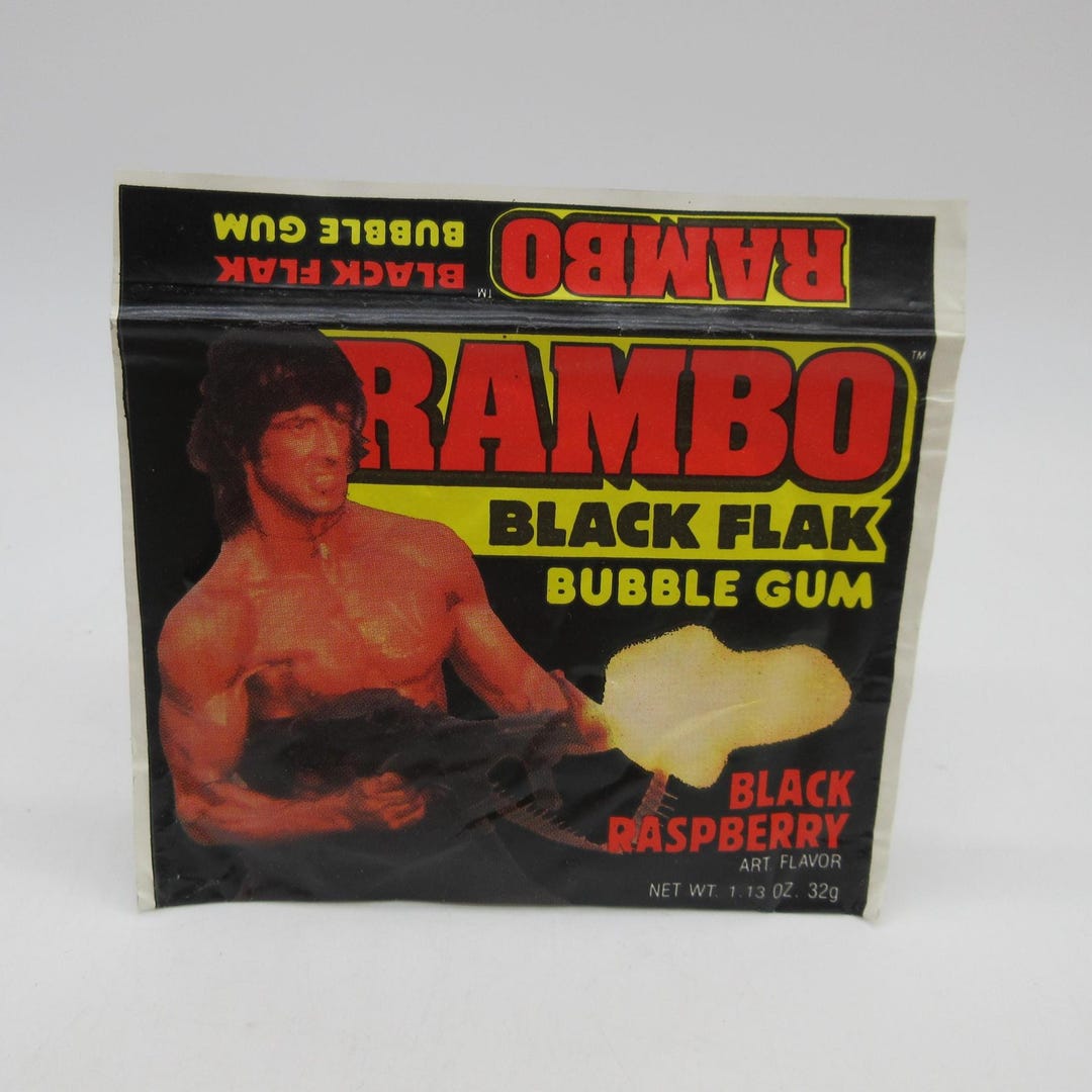 1985 RAMBO Black Flak Bubble Gum - Anabasis - Black Rasberry - Wax Pack ...