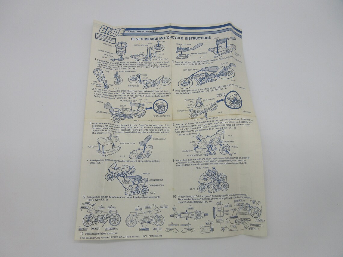 1985 SILVER MIRAGE Instructions / Blueprint /paperwork Gi Joe - Etsy