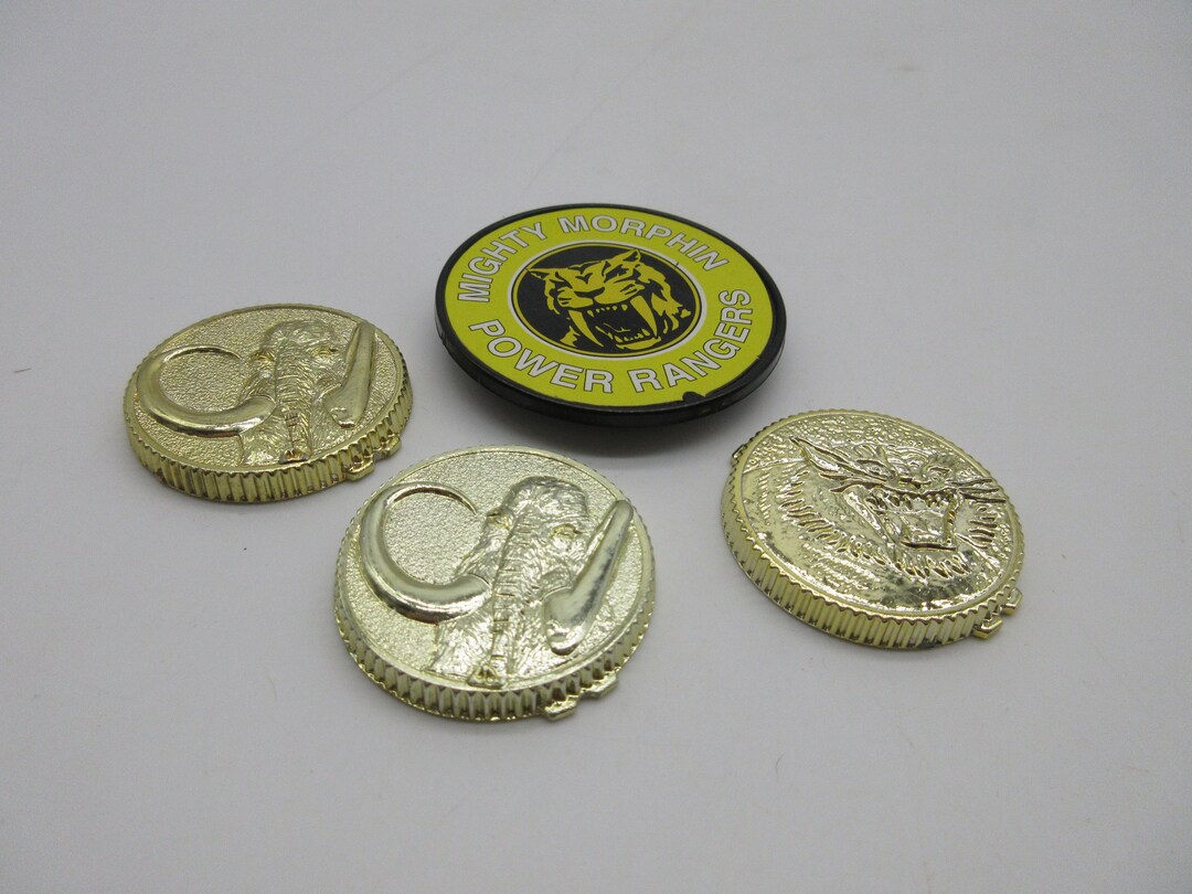 1993 MMPR Gold COIN Lot - Mastadon + Sabertooth - Mighty Morphin Power ...