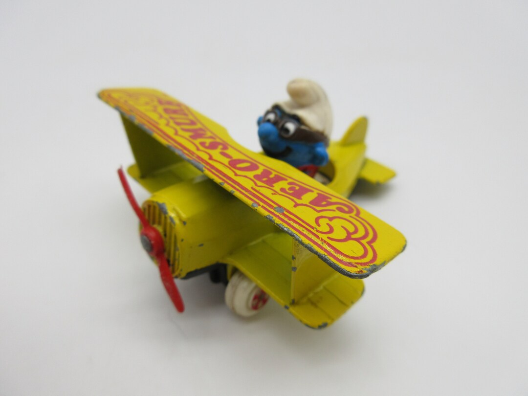 1982 SMURF Airplane ERTL Biplane MATCHBOX Diecast Lesney - Etsy