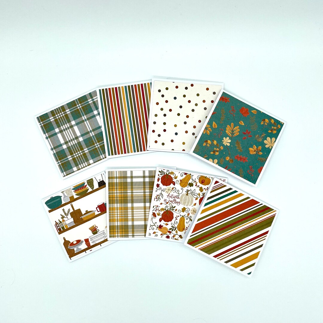 Set of (8) - Blank 3”x3” Fall/autumn Themed Notecards W/white Envelopes ...