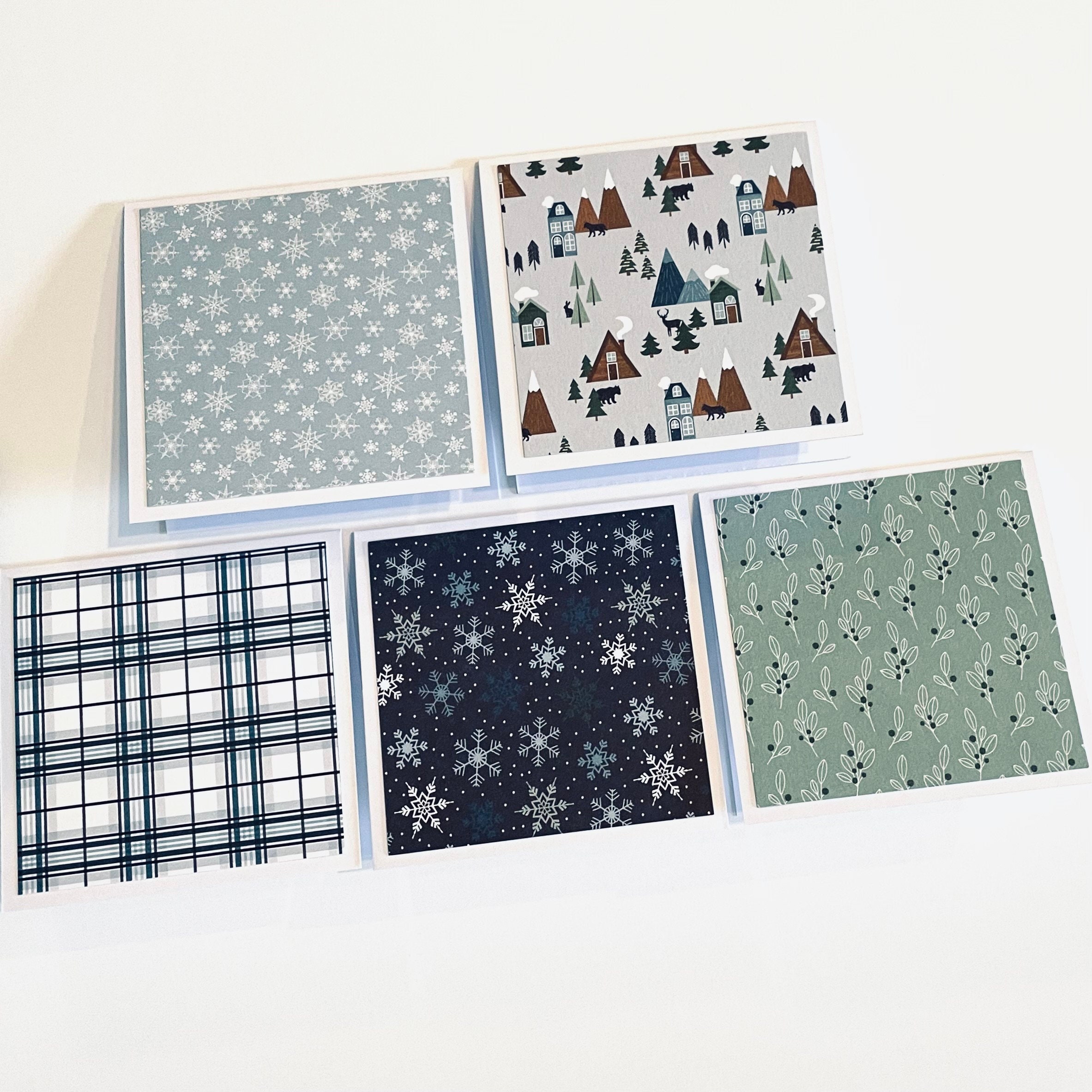 Set of 5 Blank 3x3 Winter-themed Notecards W/white Envelopes - Etsy