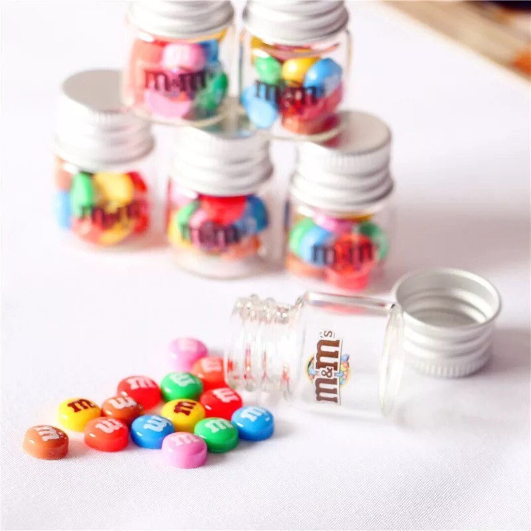 1:12 Miniature Glass M&M Bottles 3D Resin Candy Jars Small Scale ...