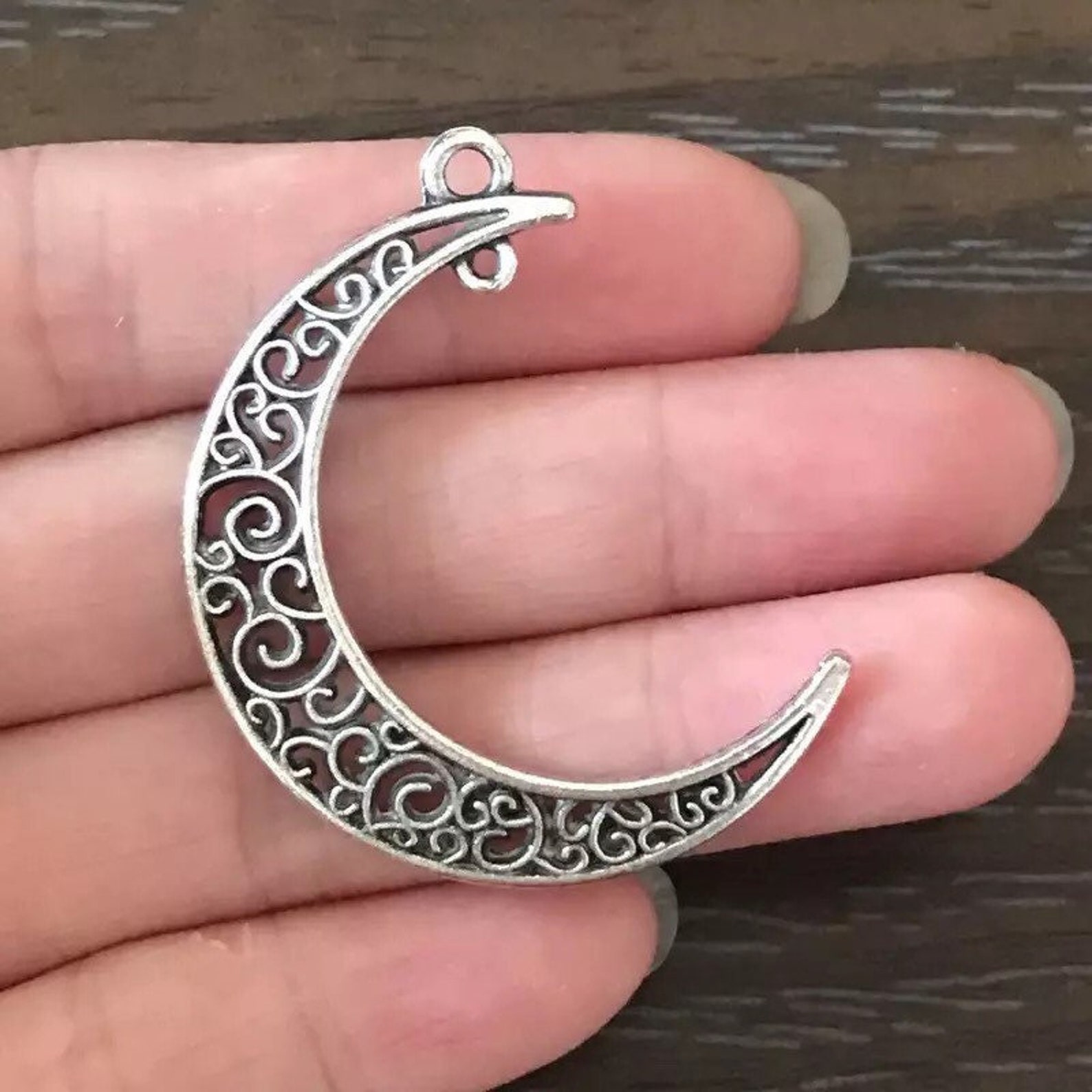 5pc 1-1/2 Round Antiqued Silver Pewter Open Crescent - Etsy