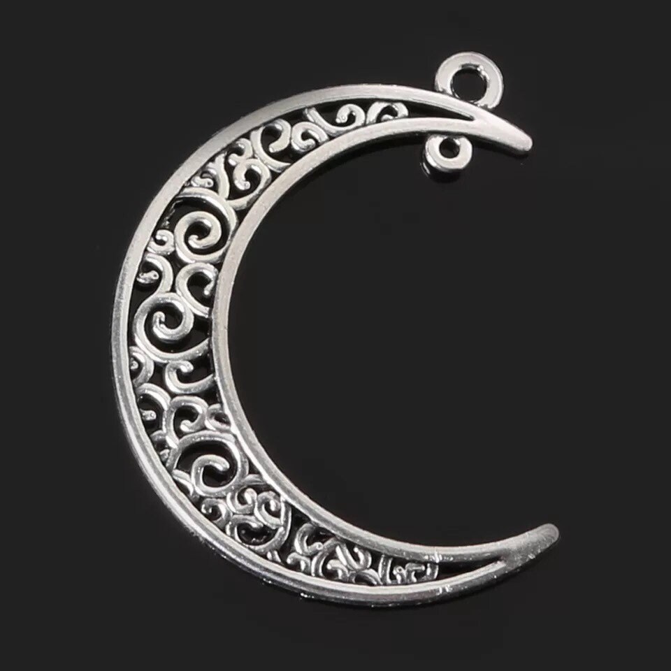 5pc 1-1/2 Round Antiqued Silver Pewter Open Crescent | Etsy