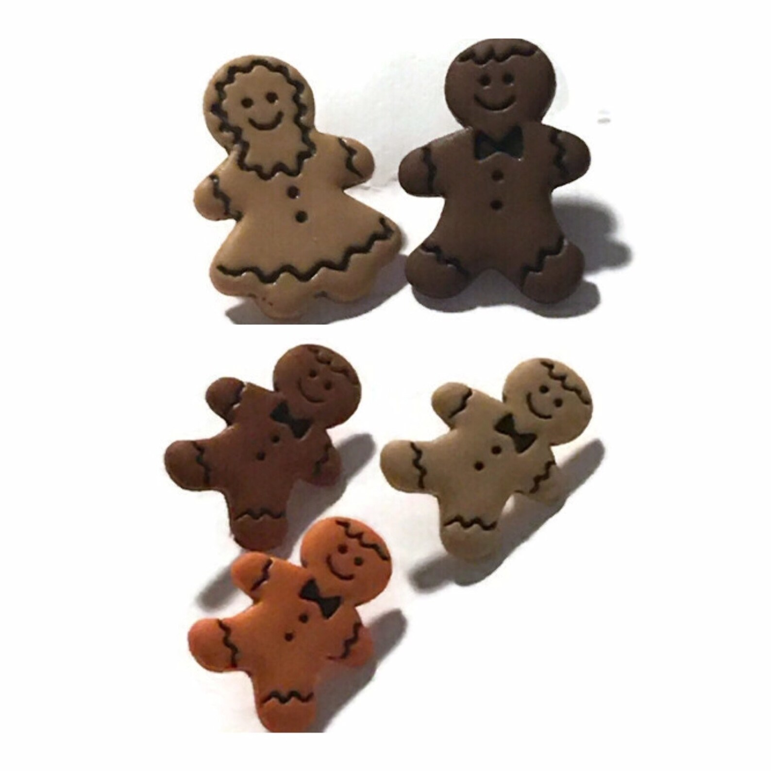18mm Miniature Acrylic Gingerbread Man & Women Shank Back Buttons ...