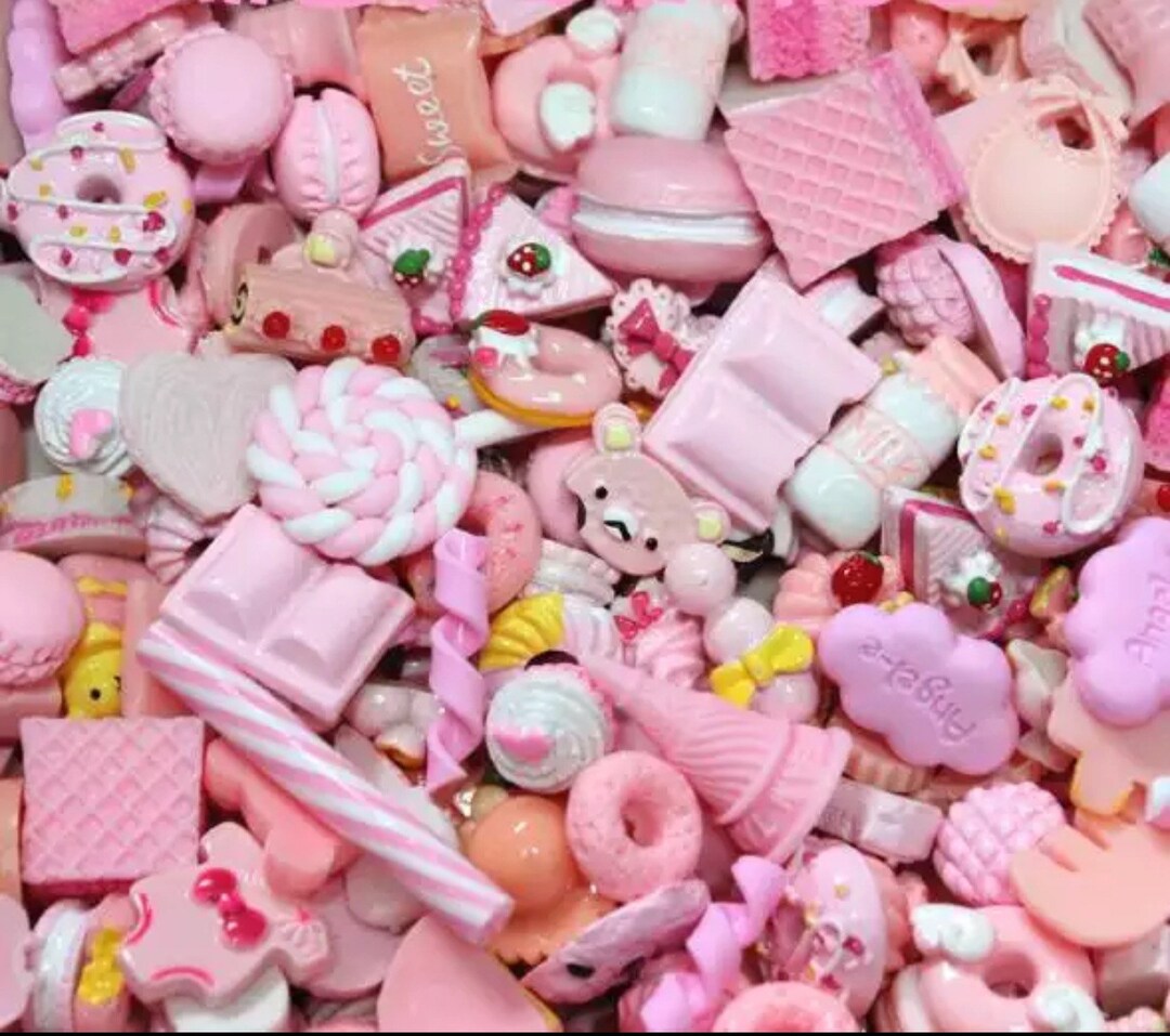 20pc Pink Mixed Dessert Candy & Novelty Themed Flatback Resin Cabochons ...