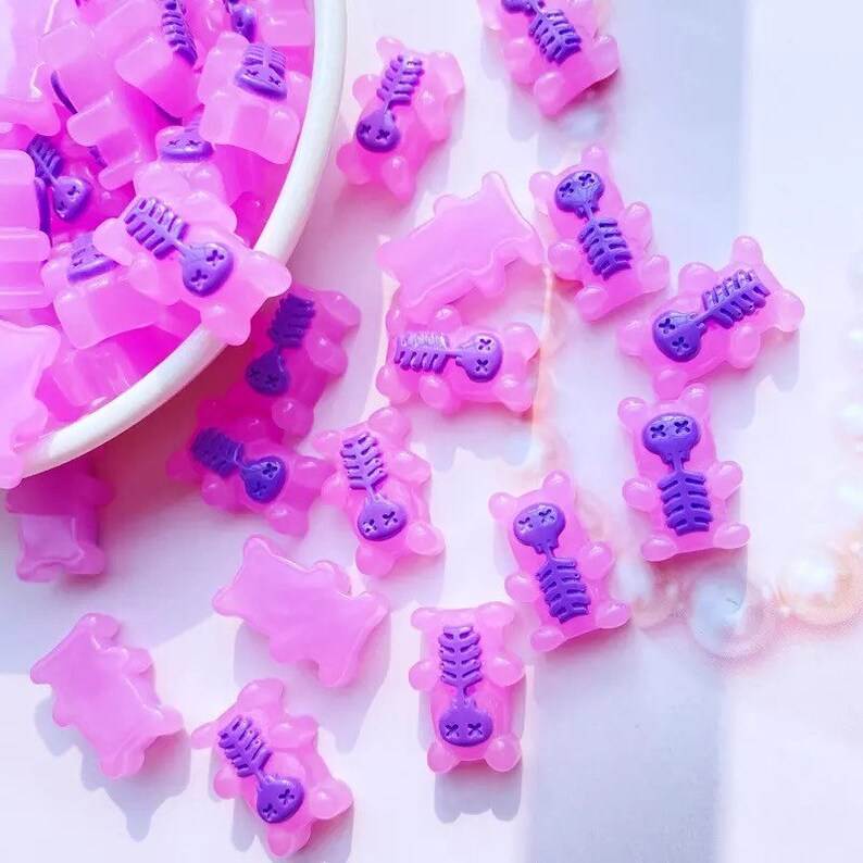 10pc 17mm 3D Gummy Bear Skeleton Flatback Cabochons Novelty | Etsy
