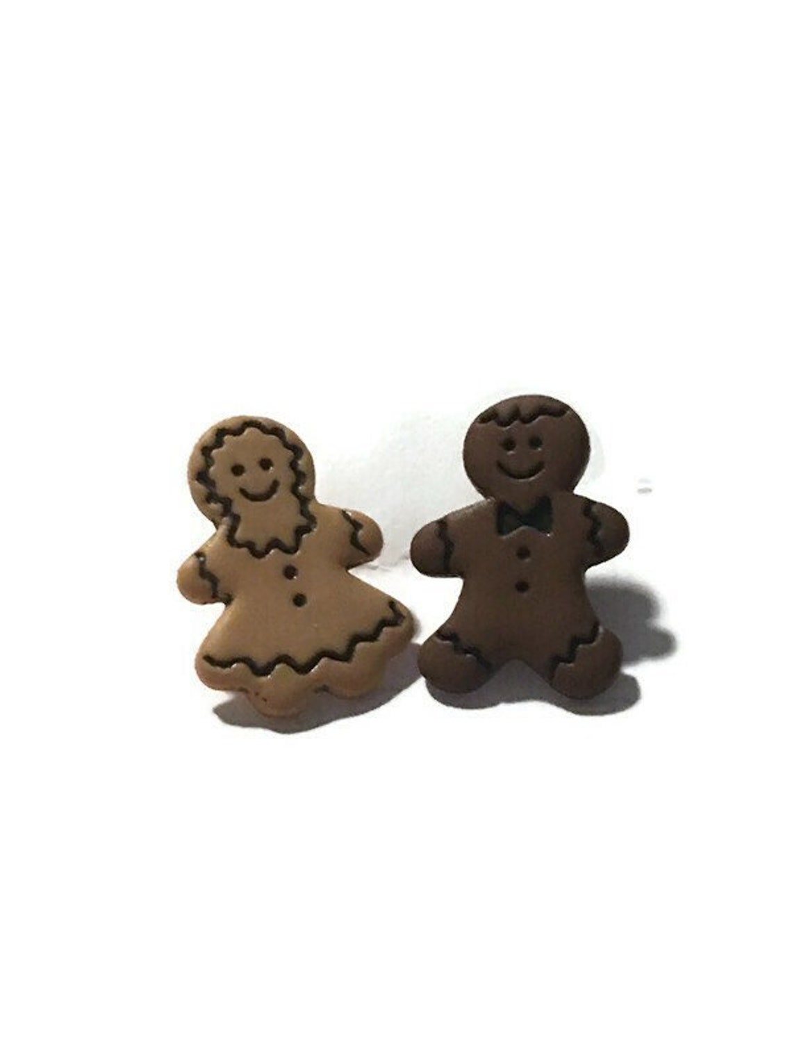18mm Miniature Acrylic Gingerbread Man & Women Shank Back Buttons ...