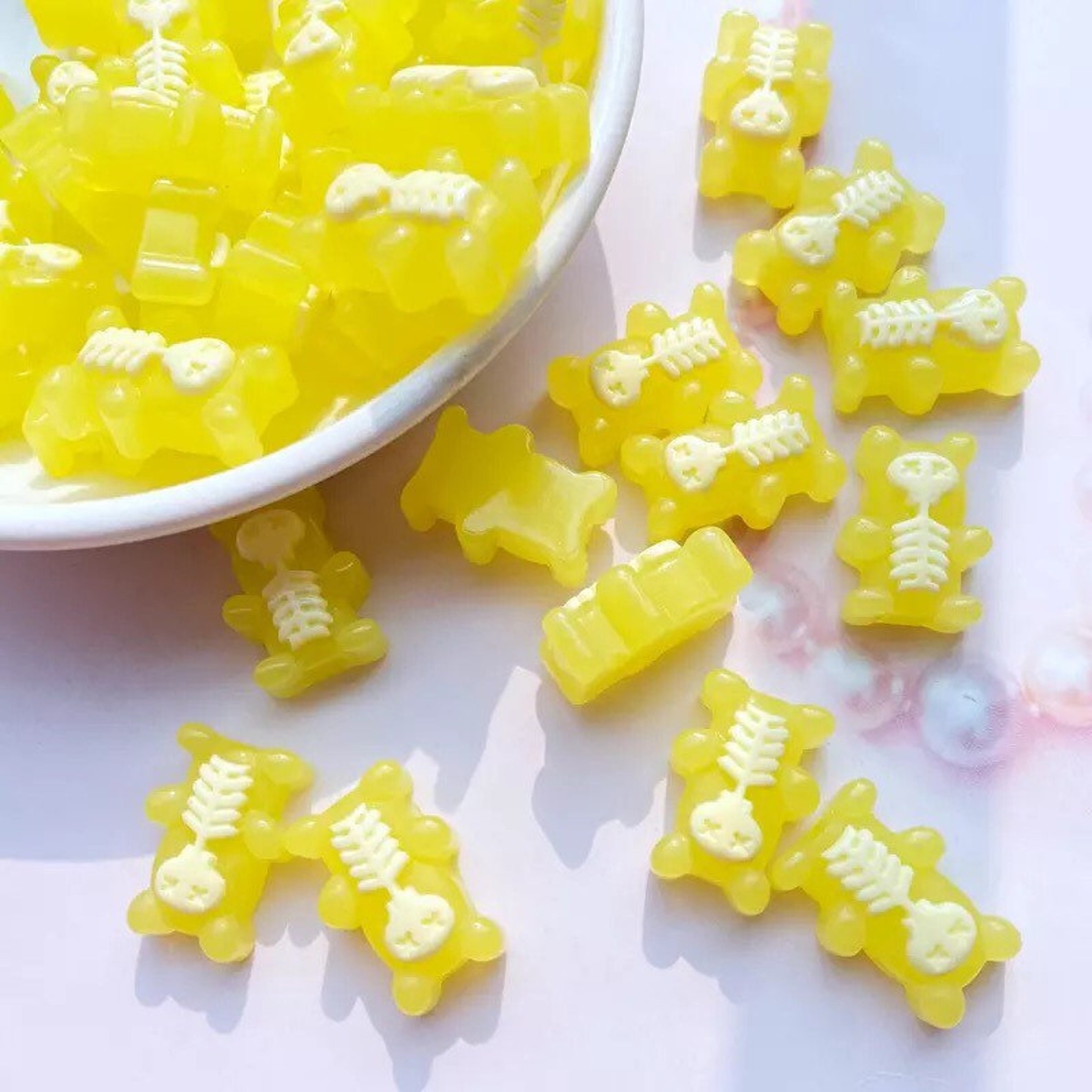 10pc 17mm 3D Gummy Bear Skeleton Flatback Cabochons Novelty - Etsy