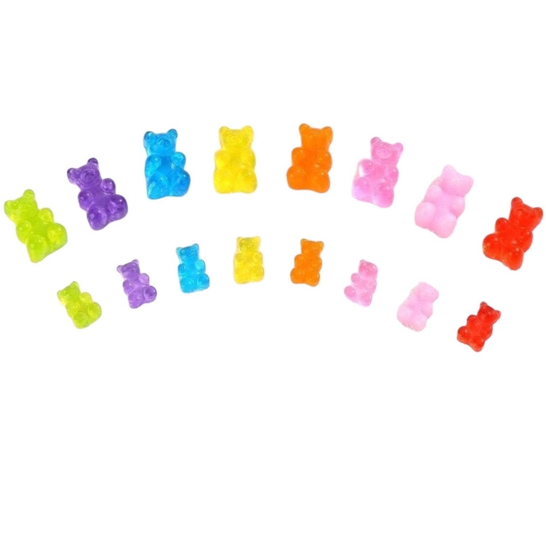 20pc 12x7mm Micro MINIATURE Gummy Bears Flatback Resin Cabochons Tiny ...