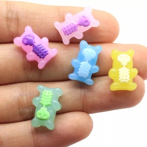 10pc- 17mm 3D Gummy Bear Skeleton Flatback Cabochons Novelty Colorful ...