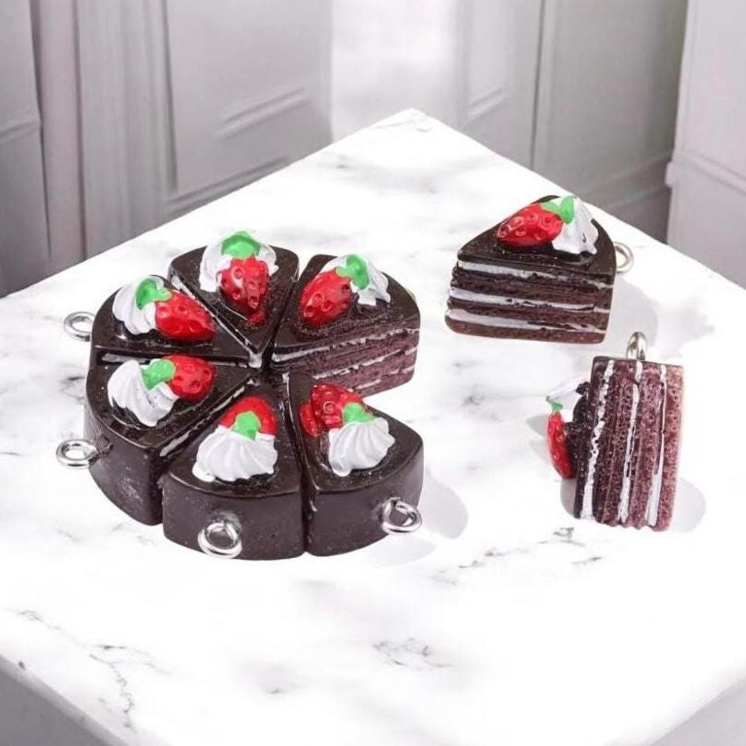 10pc Chocolate Cake Charms Mini Layered Dollhouse Treats 20mm Dessert ...