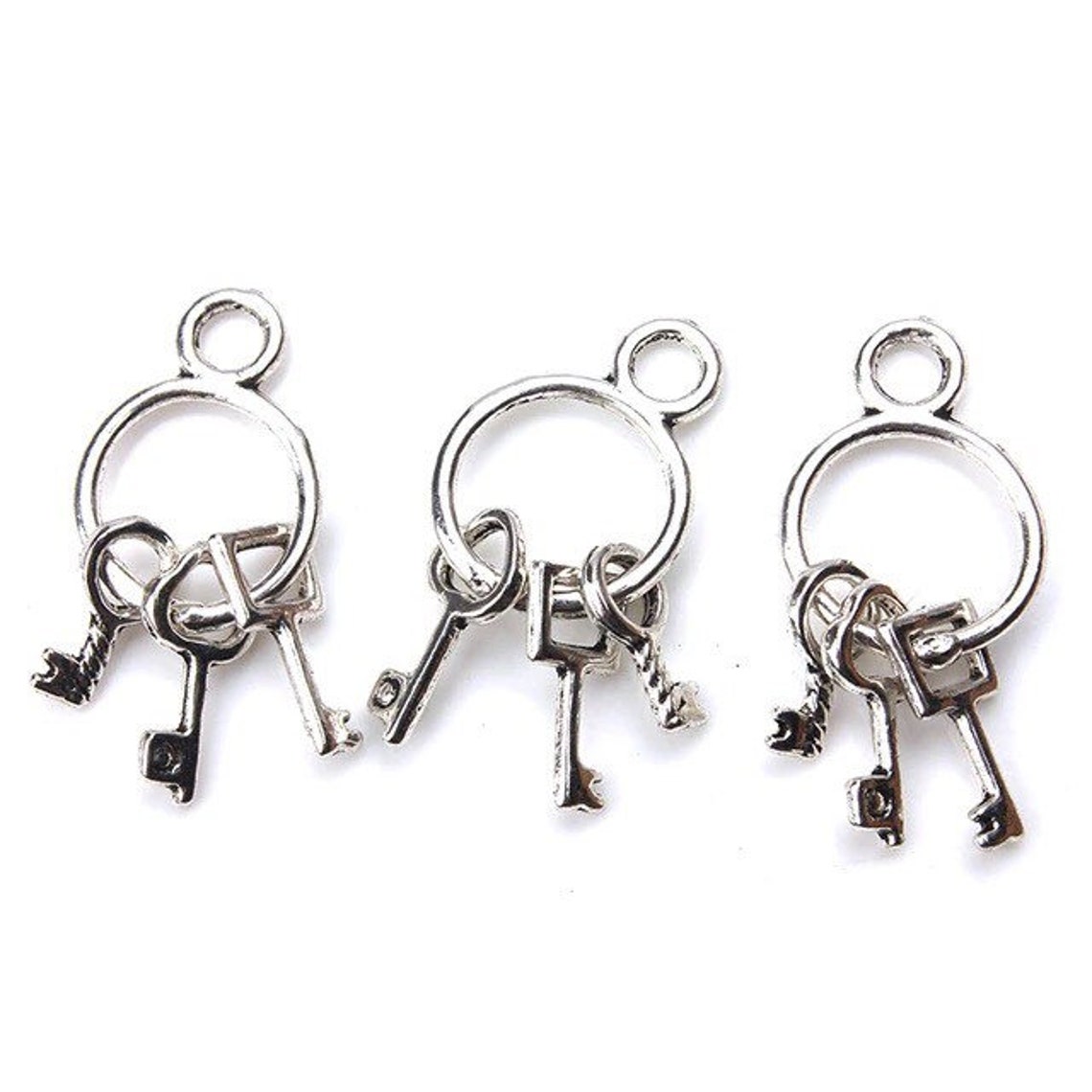 10pc 21mm Miniature Silver Pewter Open Key Chain Charms - Etsy