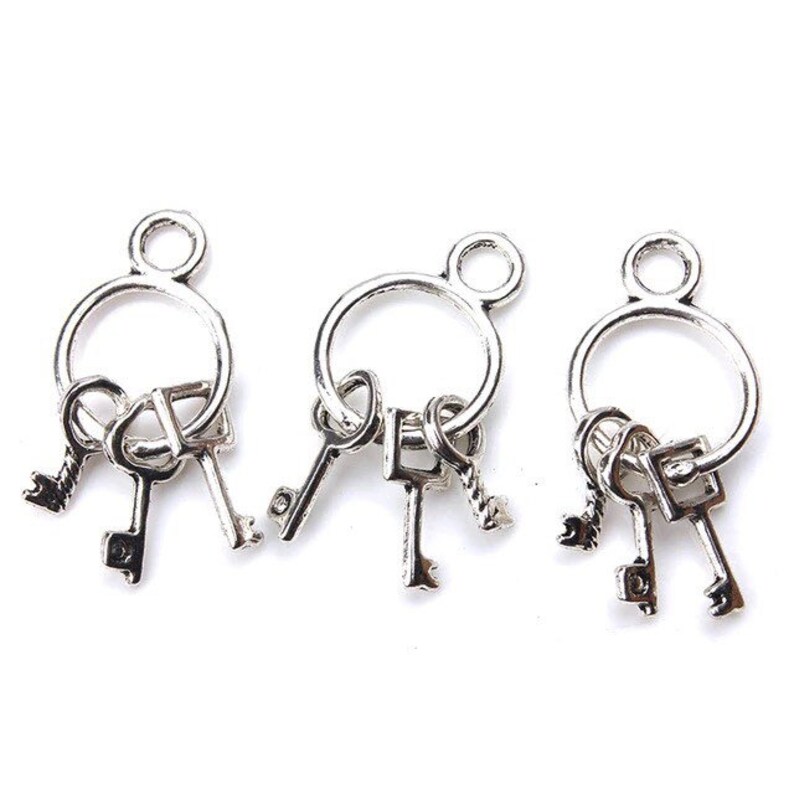 10pc 21mm Miniature Silver Pewter Open Key Chain Charms - Etsy
