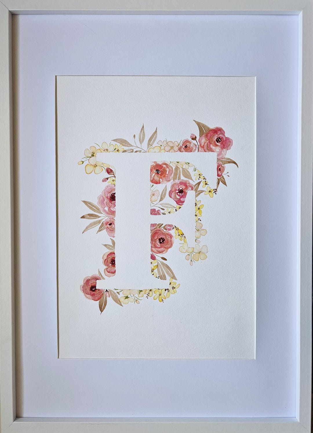 Hand Painted Original Watercolour Monogram - Letter F, Extra Large A3 ...