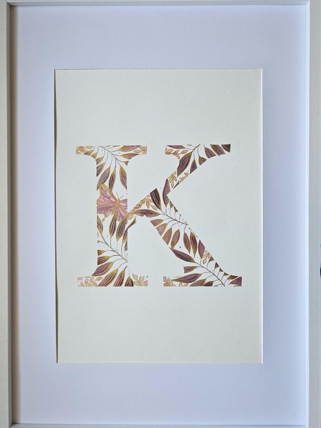 Hand Painted Original Watercolour Monogram - Letter K, Extra Large A3 ...