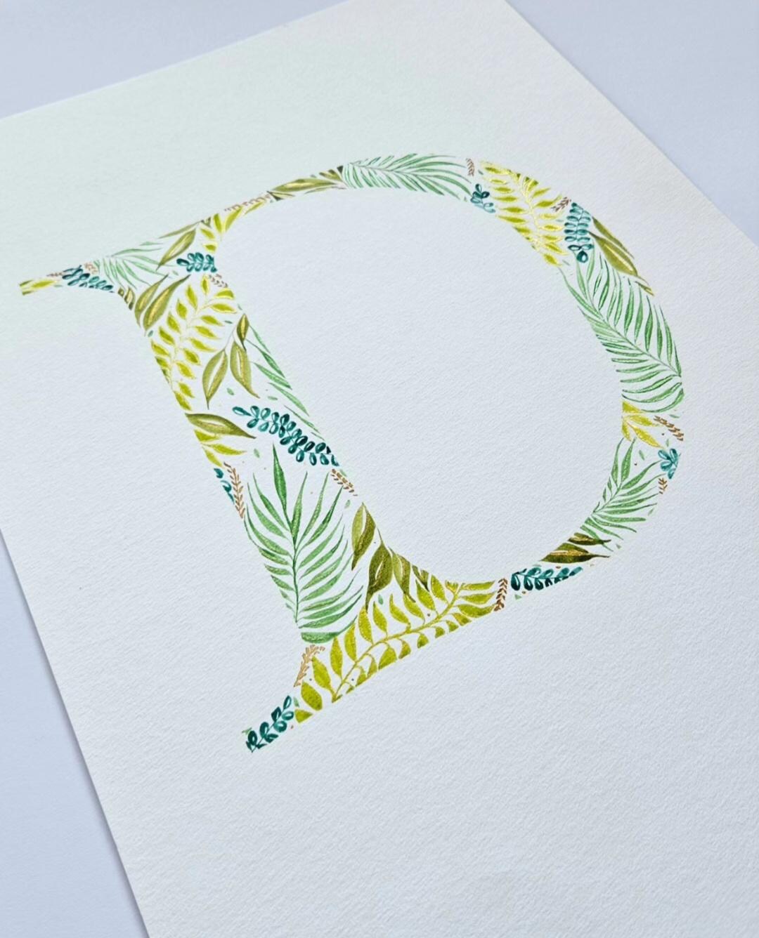 Hand Painted Original Watercolour Monogram Letter D, Extra Large A3 - Etsy