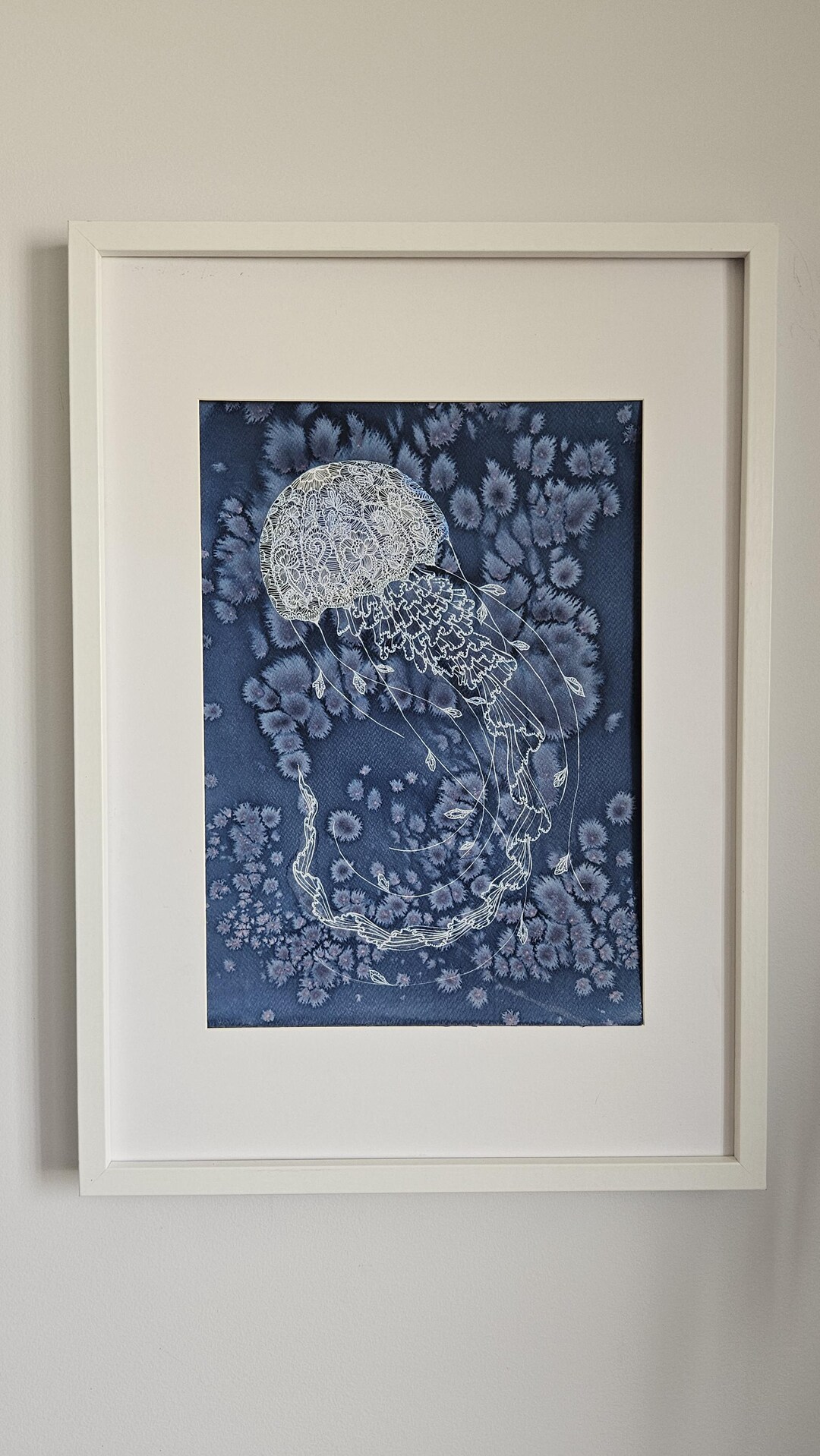 Delicate Deep Blue - Hand Painted and Illustrated Original Watercolour ...