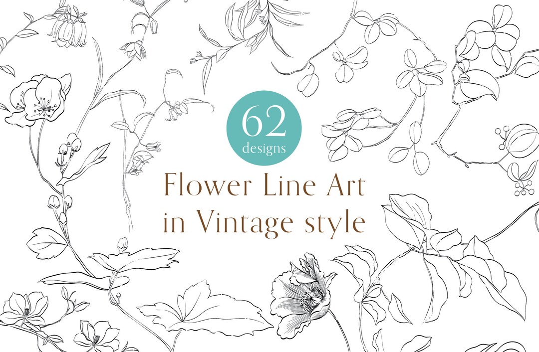 62 Hand Drawn Flower Elements Digital Pack. Hand Draw Clip Art.svg, PNG ...