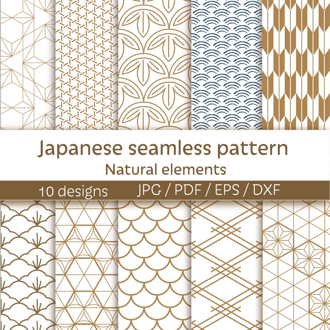Japanese Pattern 10 Designs Pack Seamless Jpg/dxf/eps/pdf . Traditional ...