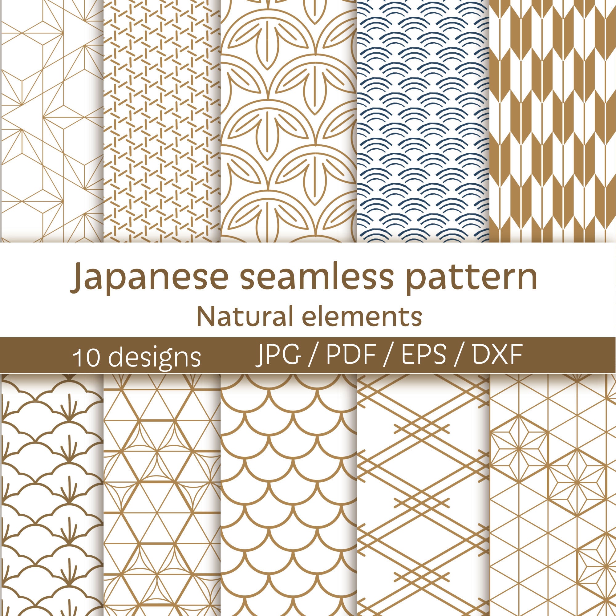 Japanese Pattern 10 Designs Pack Seamless Jpg/dxf/eps/pdf . Traditional ...