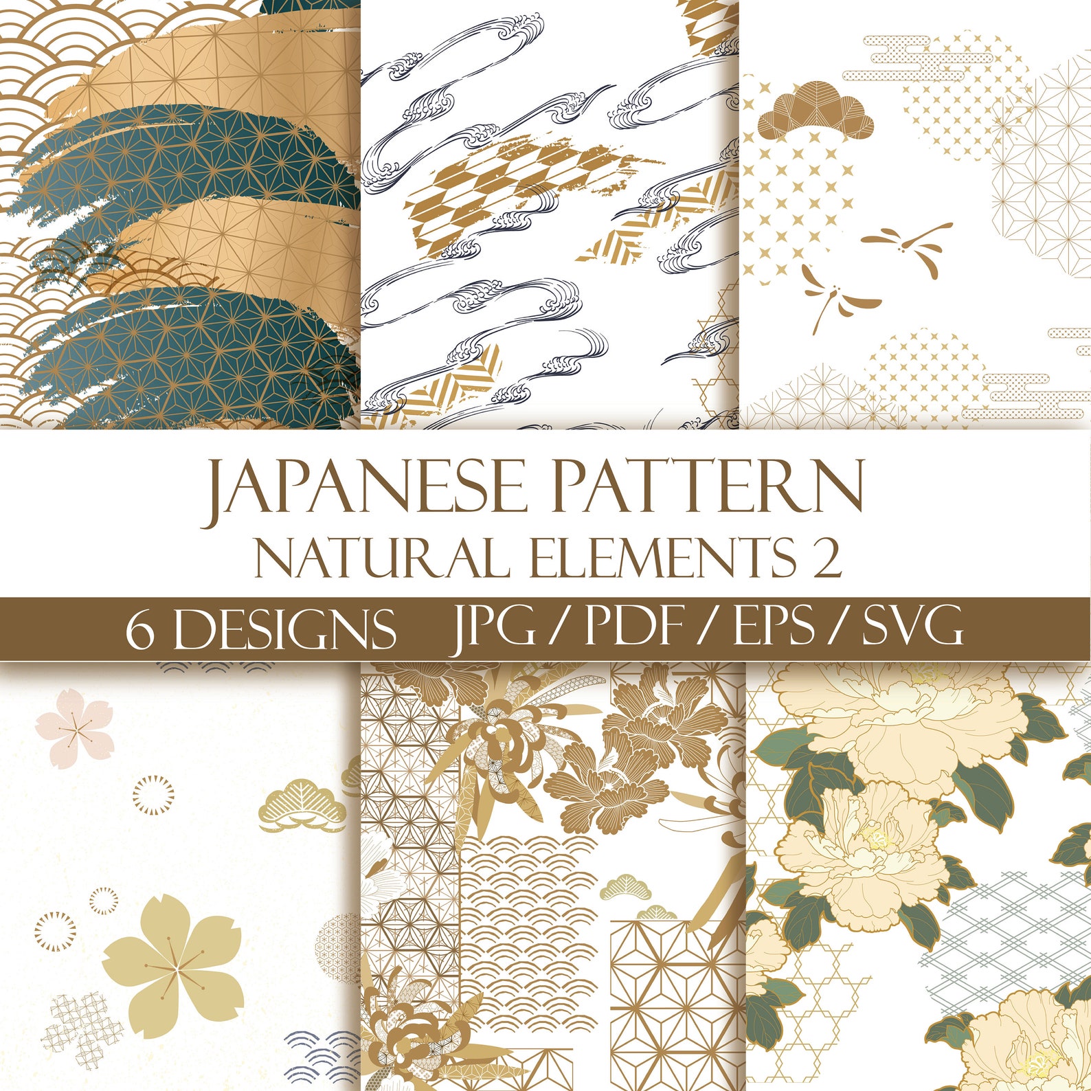 Japanese Pattern Traditional Elements Set 2 .6 Designs EPS / - Etsy