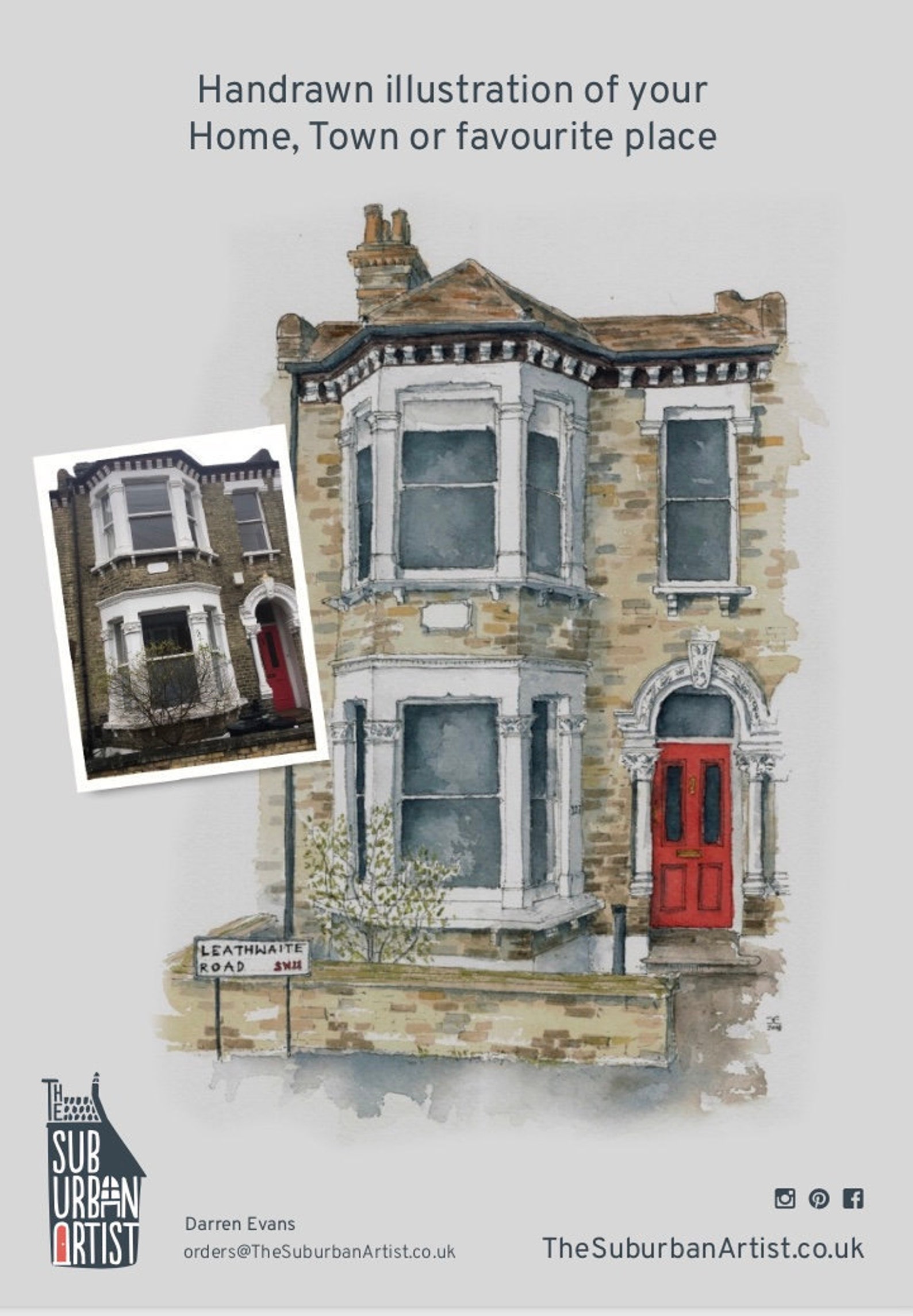 House Portrait, Personalised House Illustration, Custom Watercolour ...