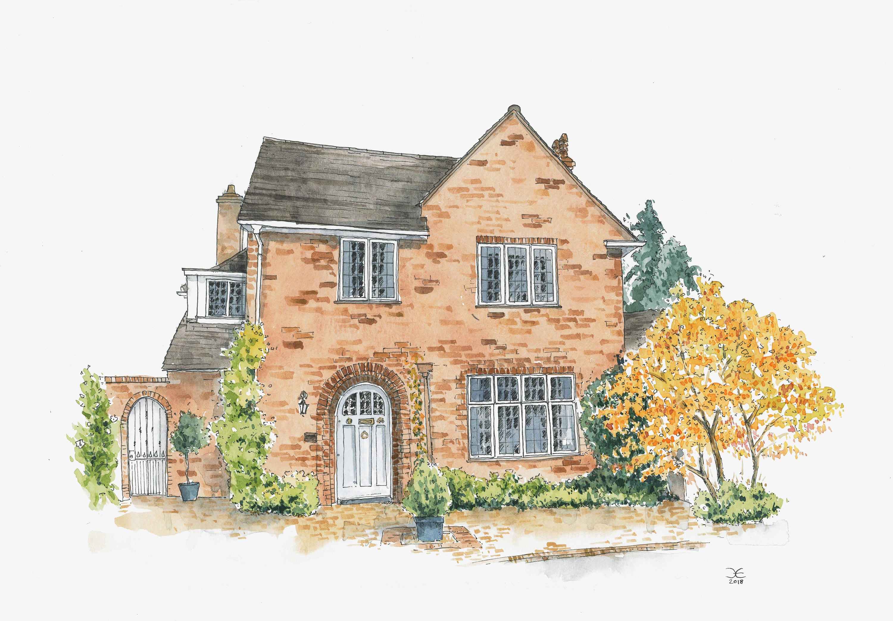 Watercolor Painting personalised house drawing house portrait Custom ...