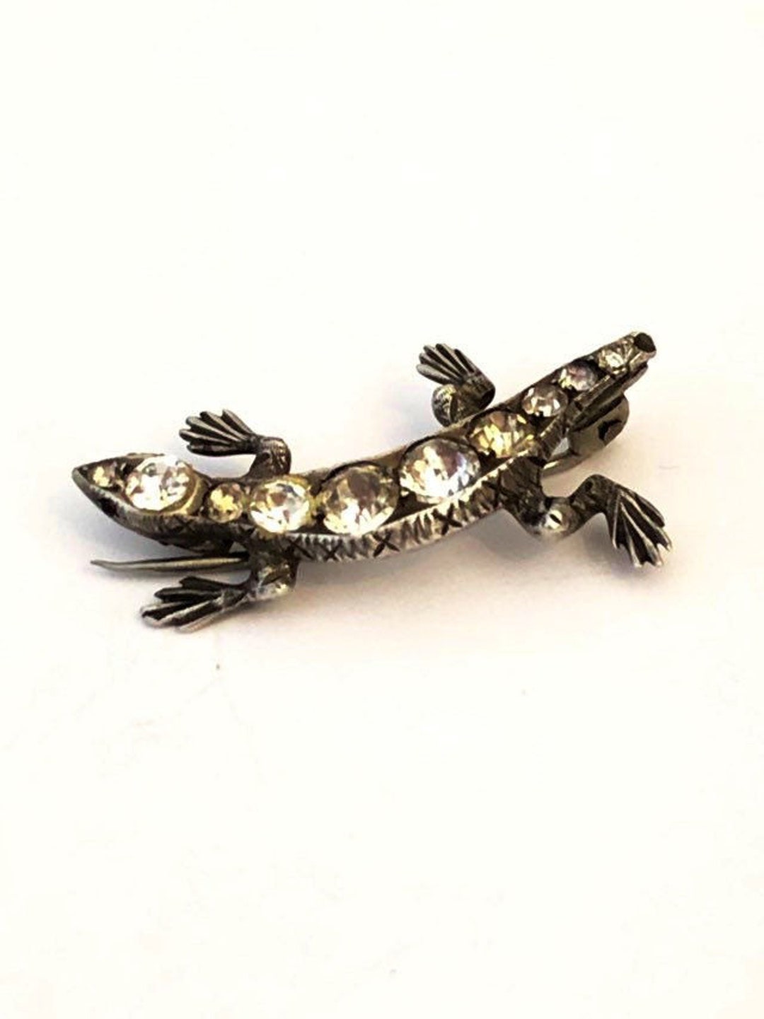 Sparkly Art Deco Sterling Silver Gecko Brooch With Ruby Red - Etsy UK