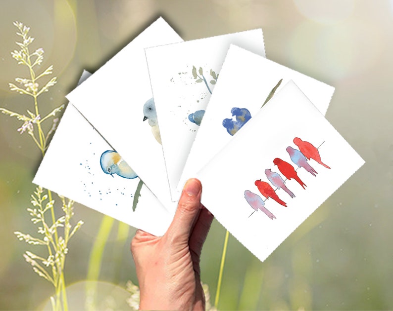 Custom Watercolor Birds Cards Variety Set, Watercolor Bird Note Cards ...