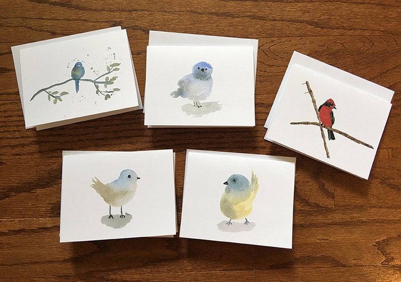 Custom Watercolor Birds Cards Variety Set Watercolor Bird | Etsy