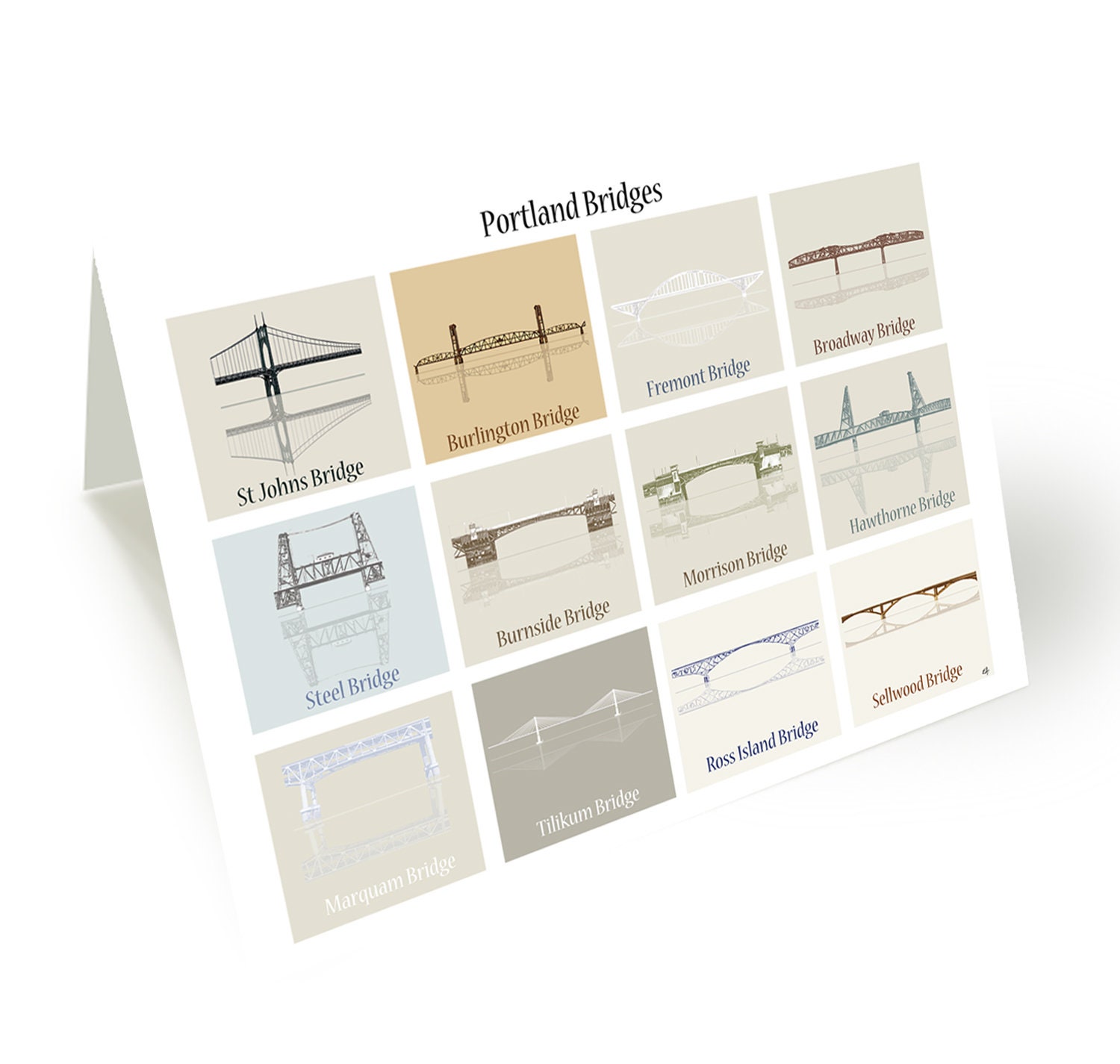 Portland Bridges Kaarten. Portland Kaartenset. Portland - Etsy Nederland
