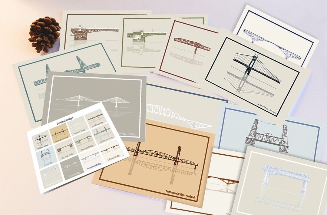Portland Bridges Kaarten. Portland Kaartenset. Portland - Etsy Nederland