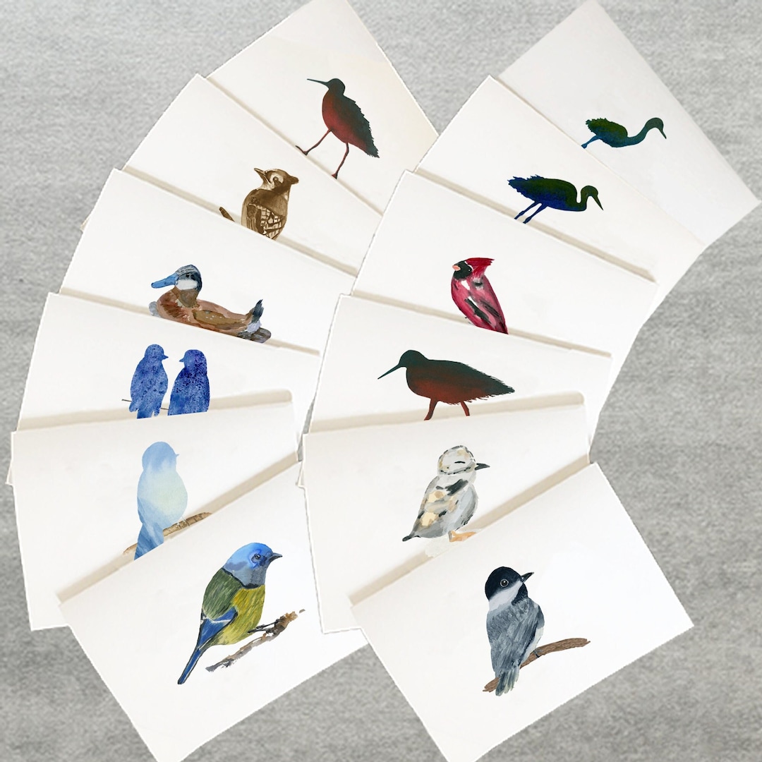 Custom Watercolor Birds Cards Variety Set, Mixed Bird Art Gift Set ...